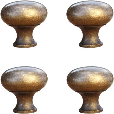 Tiazza 4pcs Solid Brass Knobs Antique Cabinet Drawer Small Pulls Modern