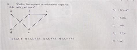 Solved 8 104 A D Which Of These Sequences Of Vertices