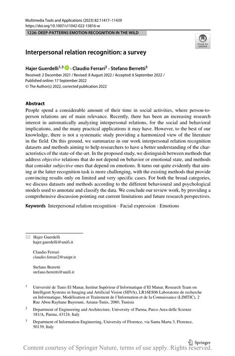 Pdf Interpersonal Relation Recognition A Survey