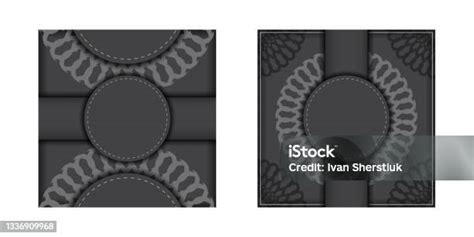 그리스 장식으로 엽서 디자인을 그레이 아웃 텍스트 와 빈티지 패턴에 대한 공간이있는 초대 카드 디자인 0명에 대한 스톡 벡터