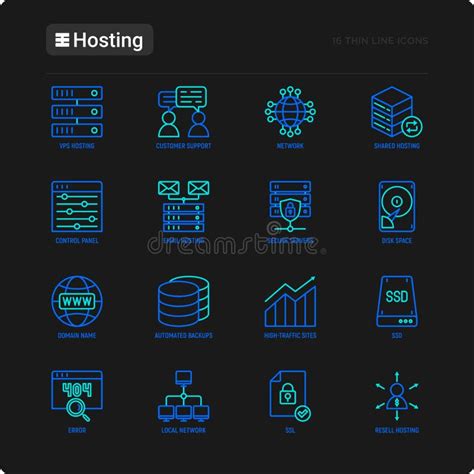 Server And Local Network Bold Black Silhouette Icons Set Isolated On
