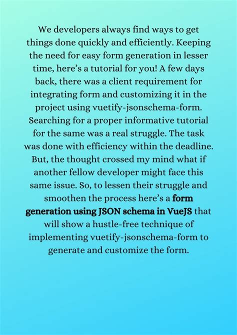 Easy And Quick Form Generation Using Json Schema In Vue Js 1 Pdf