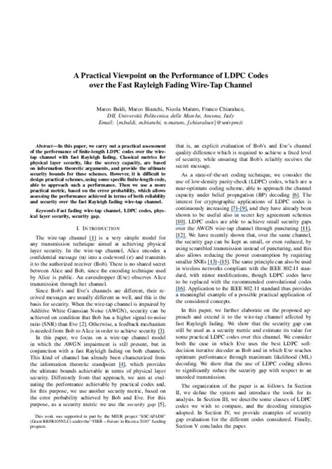 Pdf A Practical Viewpoint On The Performance Of Ldpc Codes Over The