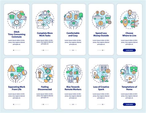 Premium Vector Drawbacks And Pros Of Remote Working Onboarding Mobile App Screen