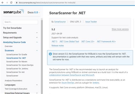 Installation SonarScanner For MSBuild For NET Framework Or NET Core SonarQube Server