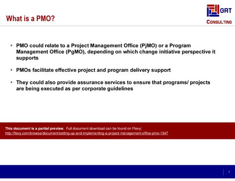 setting up and implementing a project management office pmo ppt slide deck