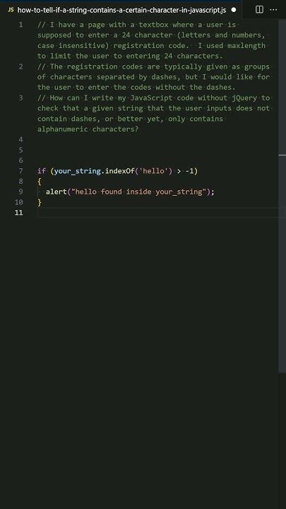 How To Tell If A String Contains A Certain Character In Javascript Youtube