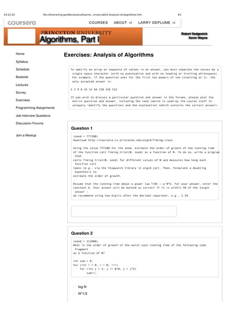 algorithms part i exercises analysis of algorithms pdf integer computer science