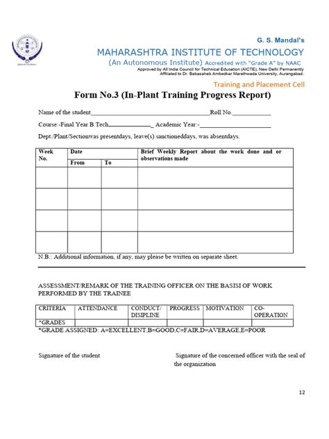 4 Ipt Form No 3 Progress Pdf