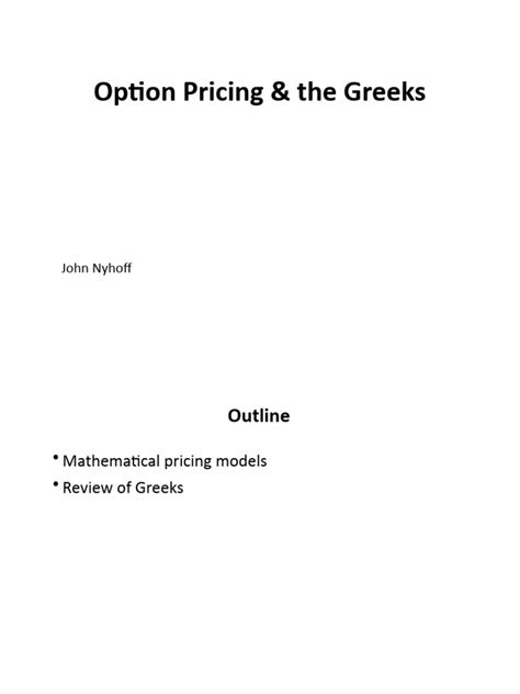 Option Pricing And The Greeks Download Free Pdf Greeks Finance Option Finance