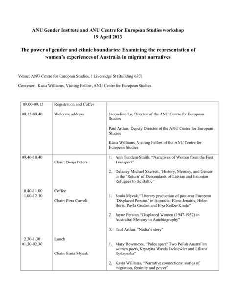 workshop program the gender institute