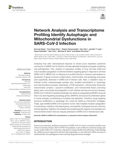 Pdf Network Analysis And Transcriptome Profiling Identify Autophagic And Mitochondrial