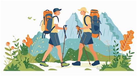 Outdoor Adventure Exploration Journey Nature Concept In Flat Style