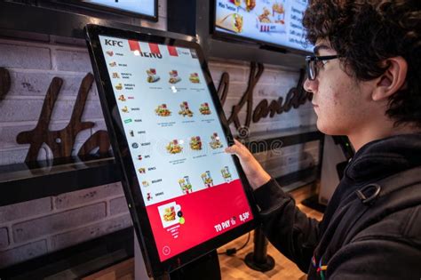 Vienna Austria August 23 2022 Shot Of Display For Placing Orders Independently At A Kfc