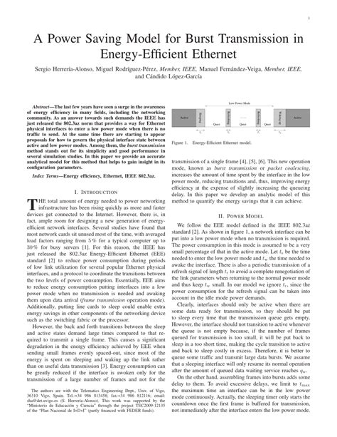 Pdf A Power Saving Model For Burst Transmission In Energy Efficient Ethernet