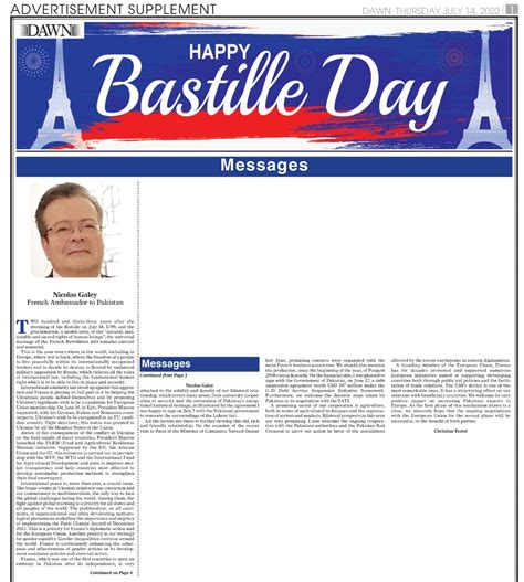 July 14th 2022 Message From Mr Nicolas Galey Ambassador Of France