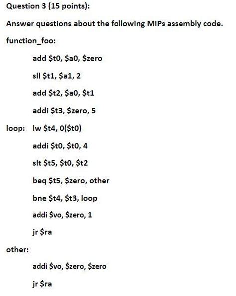 Solved Answer Questions About The Following MIPs Assembly Chegg Com