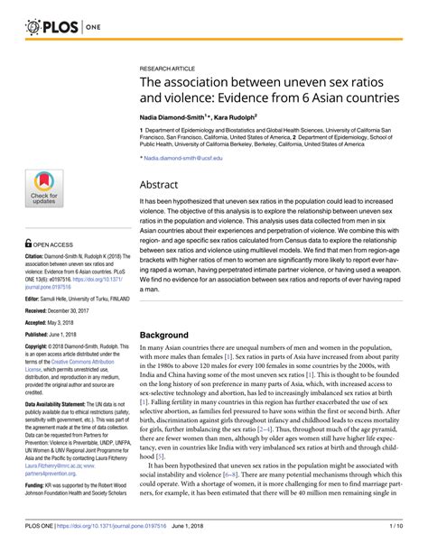 Pdf The Association Between Uneven Sex Ratios And Violence Evidence