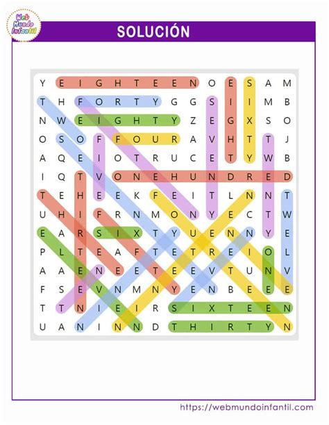 Sopa De Letras De Números En Inglés Web Mundo Infantil