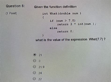 Solved Question 5 Given The Function Prototype 1 Point Int