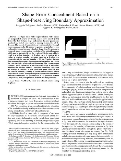 Pdf Shape Error Concealment Based On A Shape Preserving Boundary Approximation
