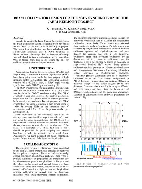 Pdf Beam Collimator Design For The 3gev Synchrotron Of The Jaeri Kek