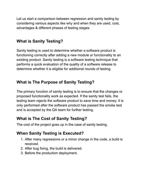 Ppt Sanity Testing Vs Regression Testing Key Differences With