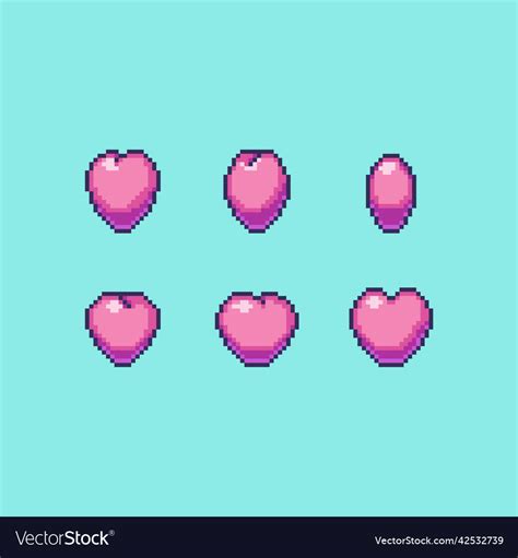Animated pixel art heart icon for game Royalty Free Vector