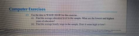 solved computer exercises 1 use the data in waget raw for