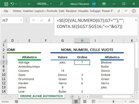 Creare Ordine Alfabetico Automatico Excel Excel Per Professionisti
