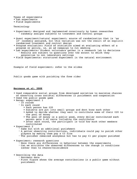 Collecting And Analysing Data From Experiments Types Of Experiments