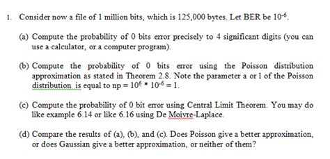 Solved Consider Now A File Of 1 Million Bits Which Is
