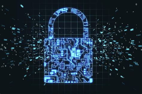 premium photo glowing circuit closed lock on binary code background