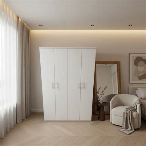 Ropero 4 Puertas Melamina Blanca Blanco Mercadolibre
