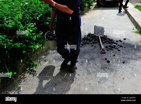 business coal unloading burning heating energy winter daily life