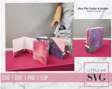 Mini File Folders And Folder Box For 18 Inch Dolls Diy Cut Template Miniature Office Supplies