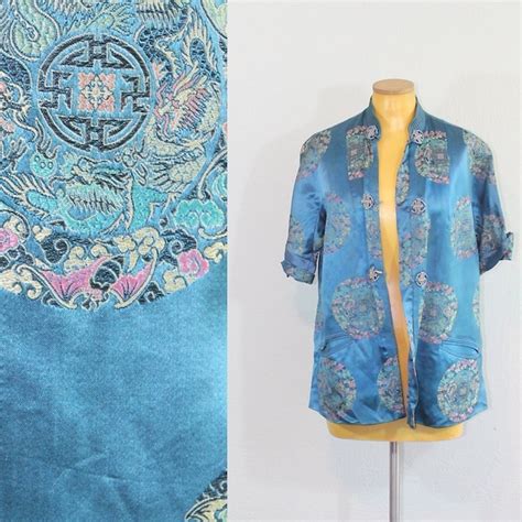 Blue Brocade Jacket Etsy