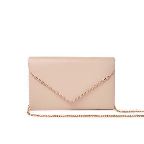 Delyssa Nude Faux Leather Clutch Bag Paradox London