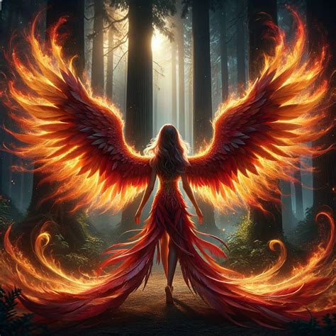Phoenix Girl Phoenix Bird Art Fantasy Wall Art Phoenix Artwork