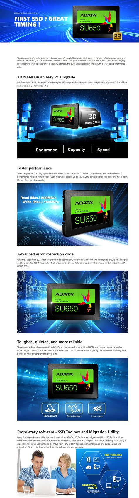 ADATA SU650 120GB SATA 2.5" SSD - Black
