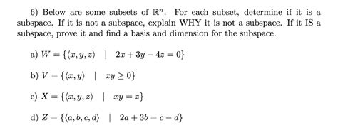 Solved Below Are Some Subsets Of R N For Each Subset Chegg