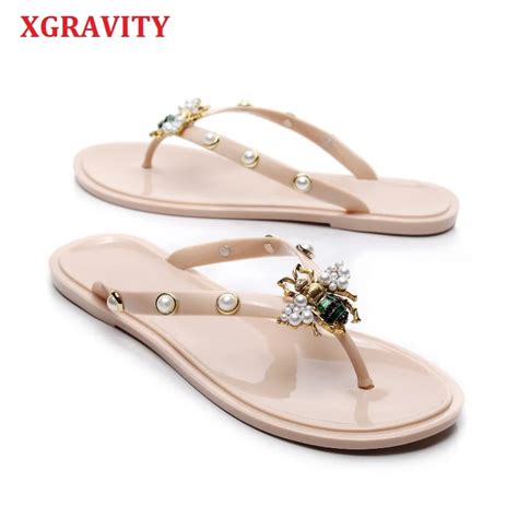 Xgravity 새로운 젤리 신발 비치 숙 녀 패션 여름 신발 여자 슬립 플립 퍼 여자 슬리퍼 여자 샌들 꿀벌 신발 B054