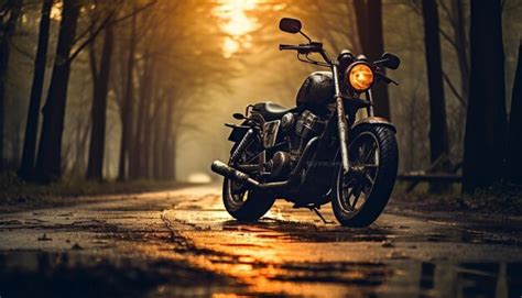 The Part Of The Motorcycle Parked On The Road Premium Ai Generated Image