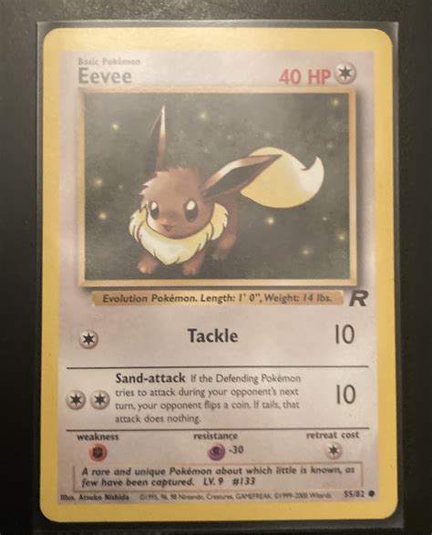 First Edition Team Rocket Eevee Rare1995 Pokemon Card 5582 Near Mint