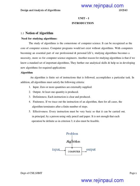 cse iv design and analysis of algorithms 10cs43 notes pdf time
