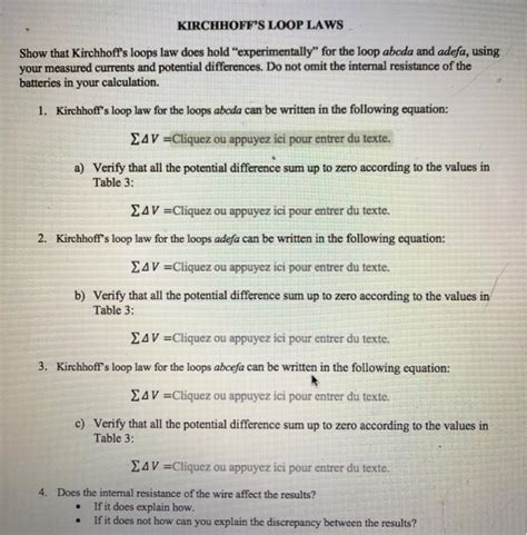 Solved KIRCHHOFF S LOOP LAWS Show That Kirchhoff S Loops Law Chegg