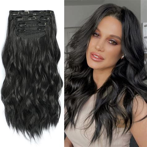 4pcs Clip In Hair Extensions Long Wavy Synthetic Hair