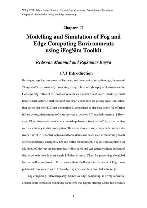 Pdf Modelling And Simulation Of Fog And Edge Computing Environments