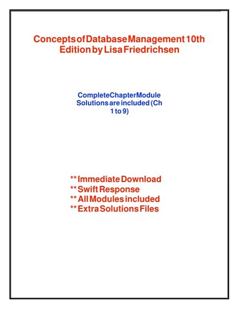 Solutions Manual For Concepts Of Database Management 10th Edition By Lisa Friedrichsen Lisa