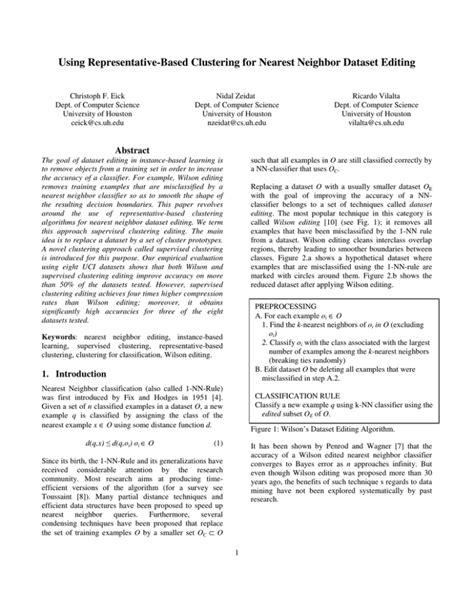 using representative based clustering for nearest neighbor